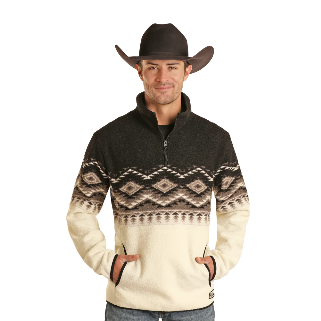 Panhandle Slim Men's Aztec Border Print Berber Pullover