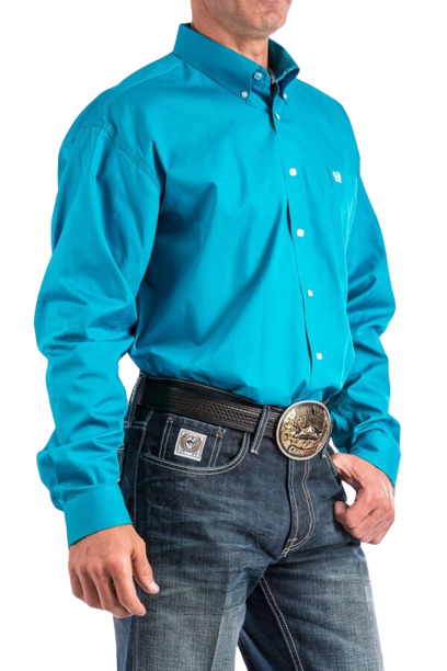Cinch Men's Solid Teal Shirt: Functional Fit & Western Style