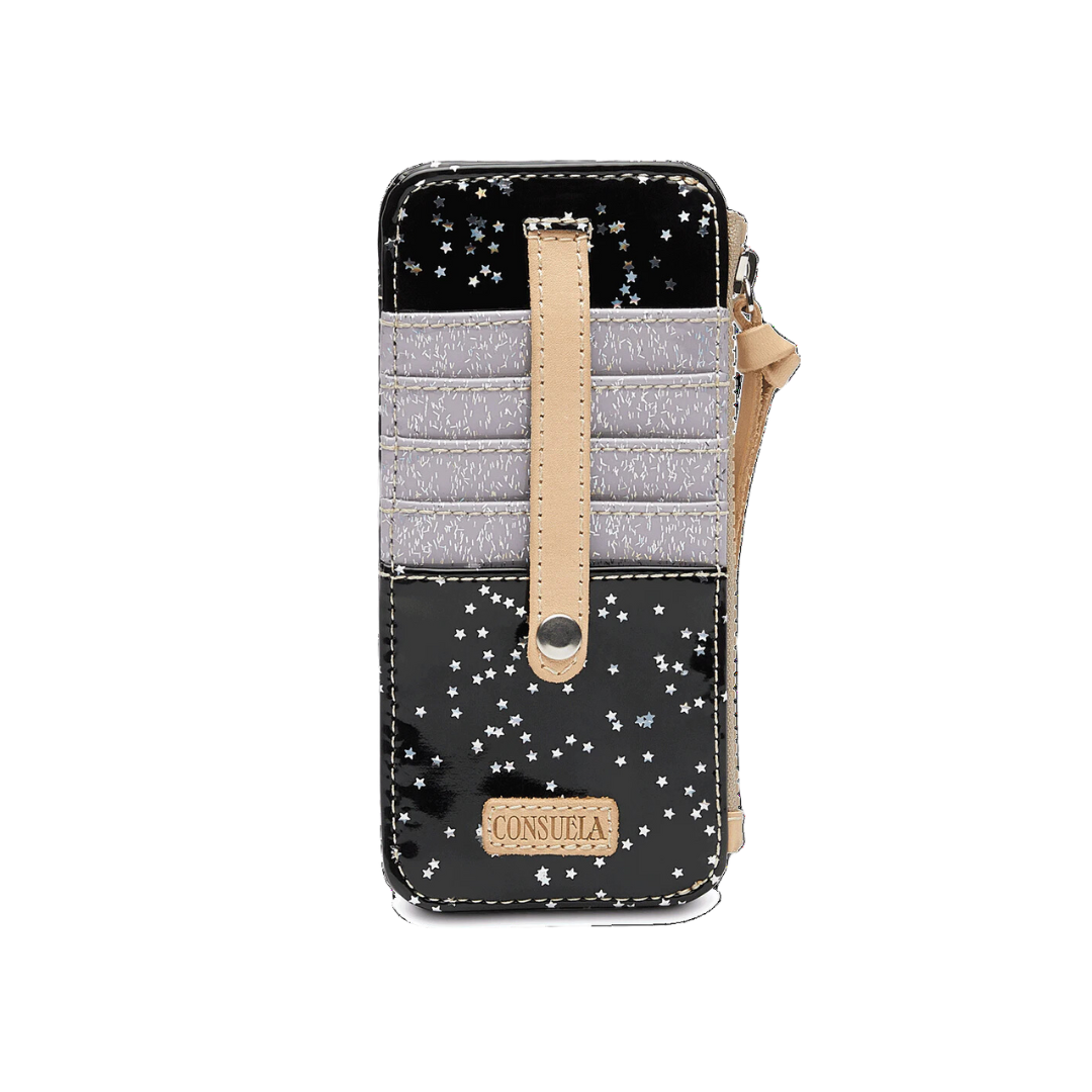 Consuela Dreamy Organizer Card: Black Patent & Star Glitter Wallet