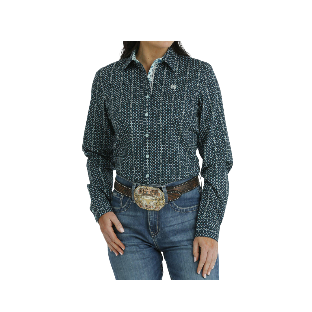 Cinch Women's Diamond Print Blue Western Shirt