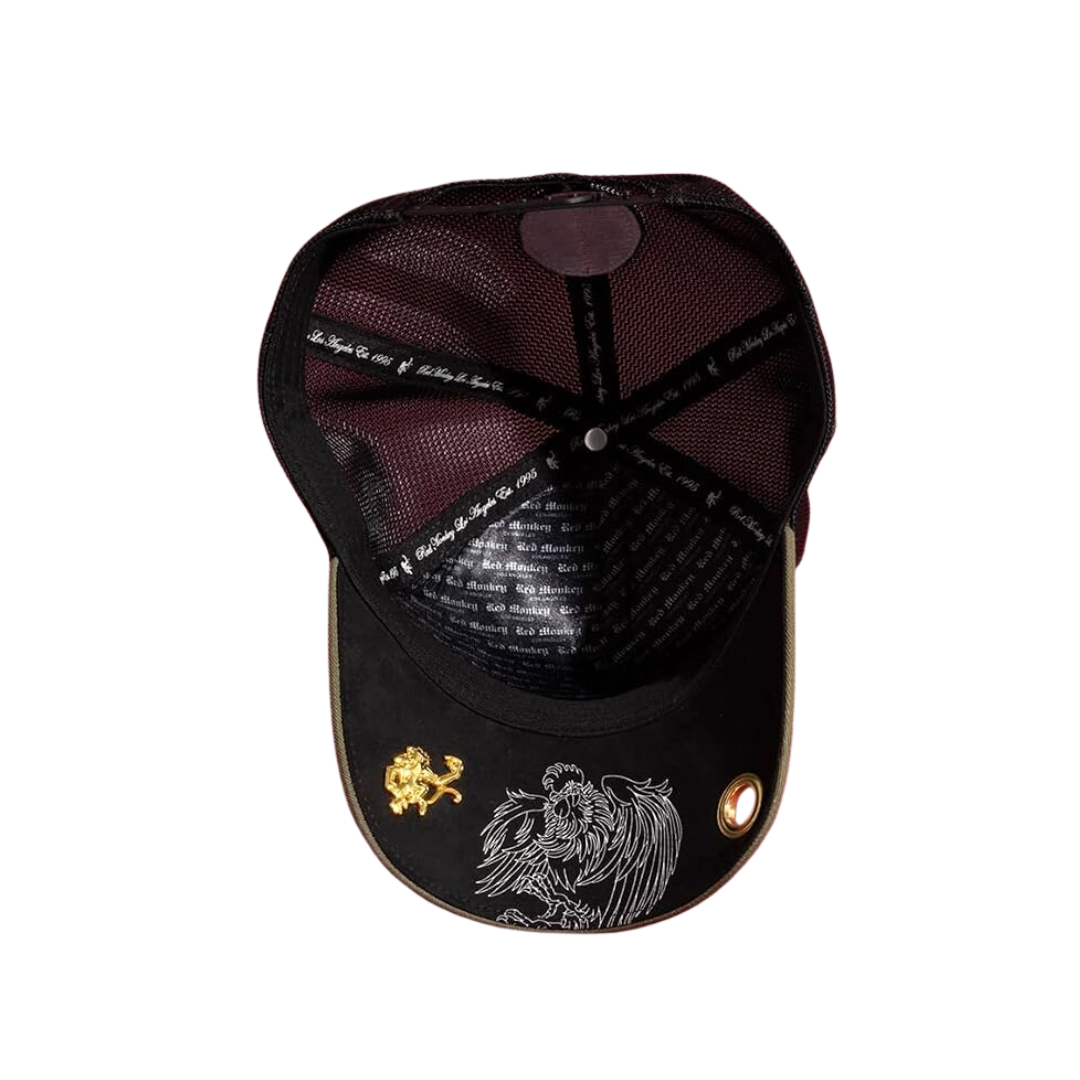 Red Monkey Unisex Rooster Mesh Cap – 18K Gold Plated Emblem
