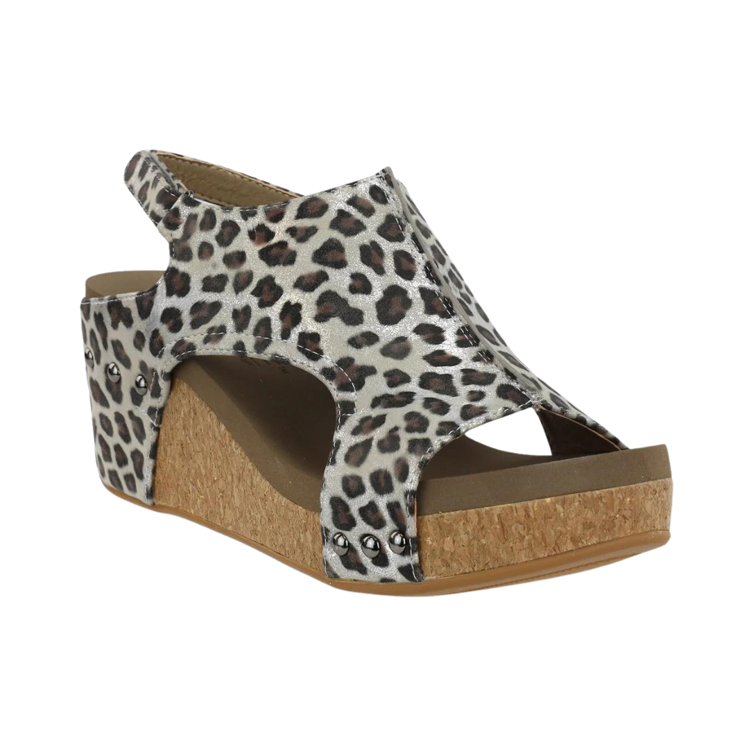 Western Style Wedge Sandals: Corky's Carley Metallic Leopard