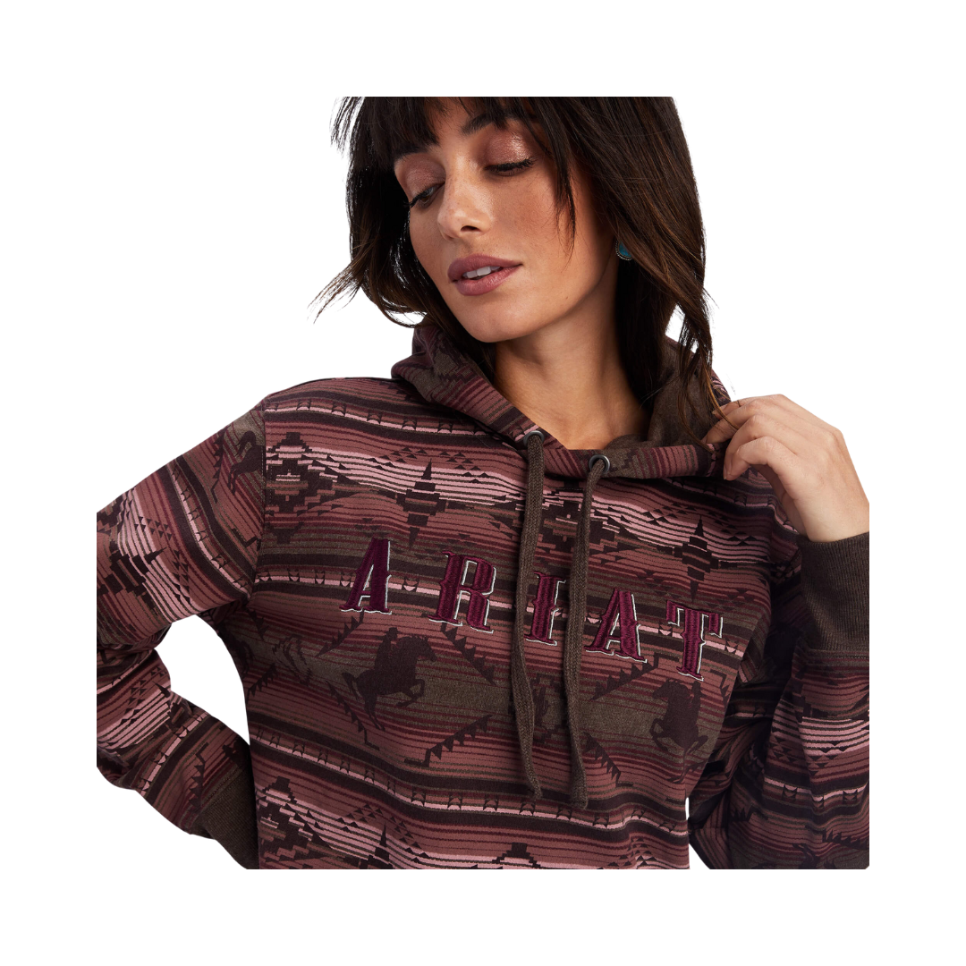 Ariat Womens Real Allover Print Hoodie Cozy Western Style