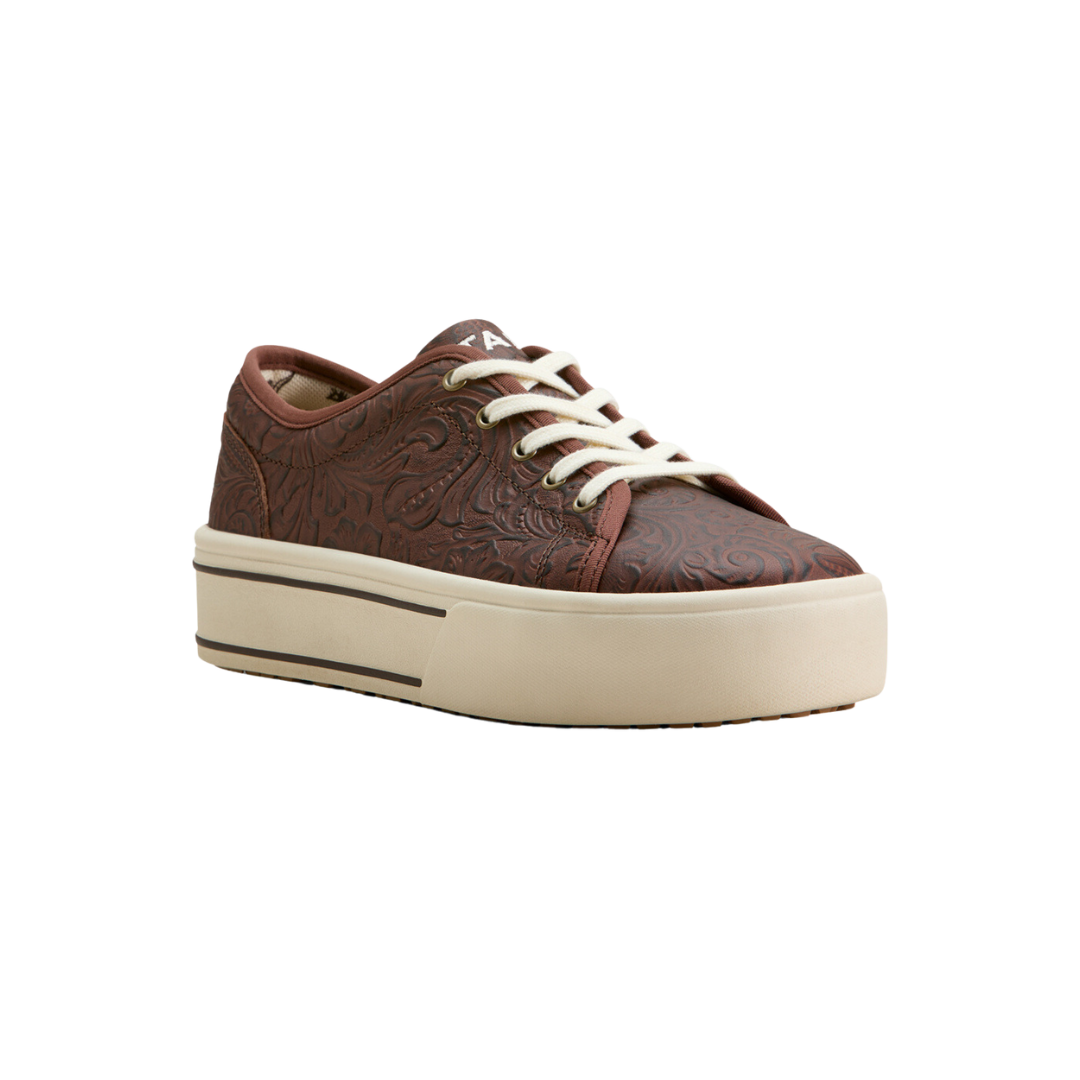 Ariat Women's Skylar Floral Emboss Lace Up Brown Shoes