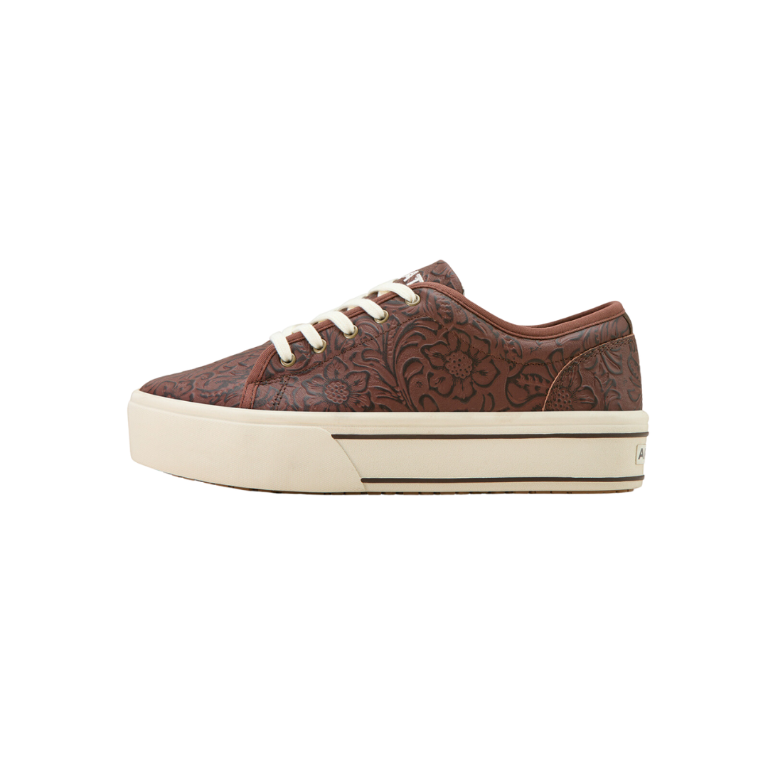 Ariat Women's Skylar Floral Emboss Lace Up Brown Shoes