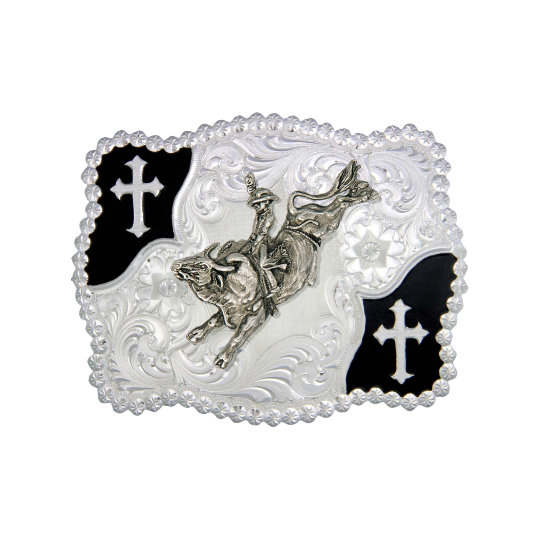 Montana Men's Flourish Scallop Belt Buckle - Western Style Bullrider Design