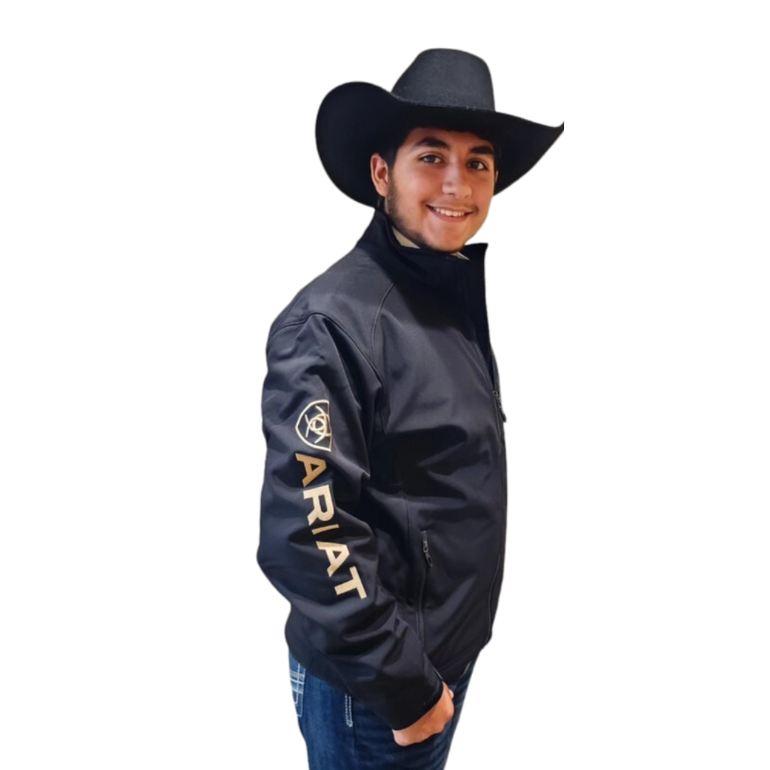 Ariat Men's Logo Softshell Black & Gold Jacket: Western Style & Quality