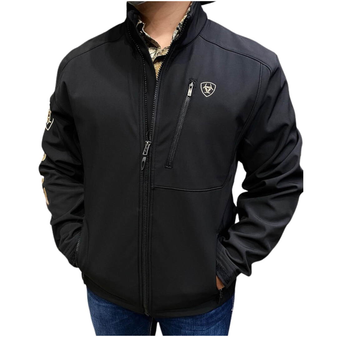 Ariat Men's Logo Softshell Black & Gold Jacket: Western Style & Quality