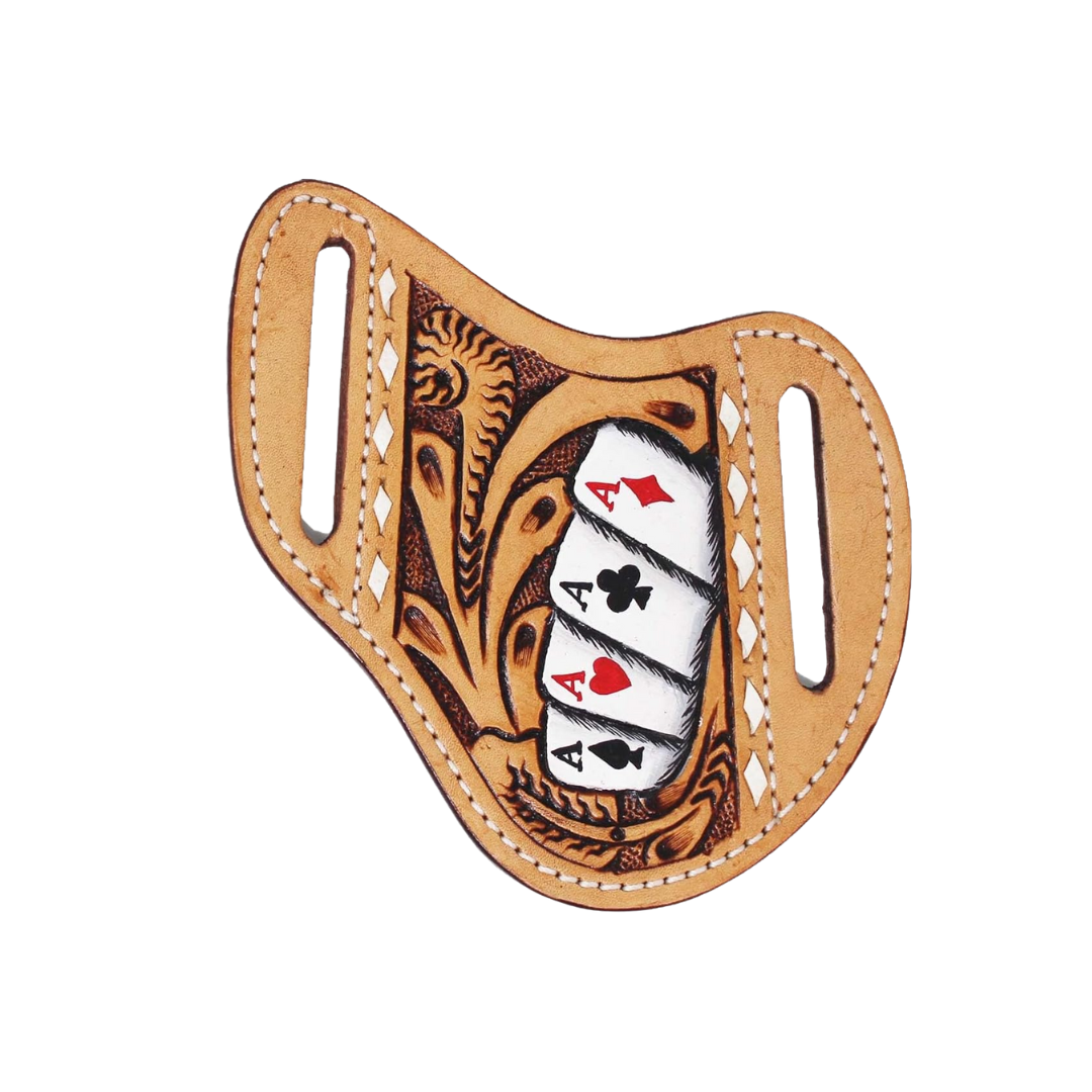 Hand-Tooled Floral Leather Multicolor Knife Sheath | The Boot Jack