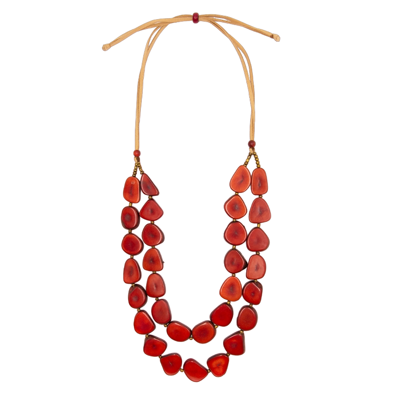 Tagua Women's Red Marlene Necklace - Handmade, Adjustable & Stylish