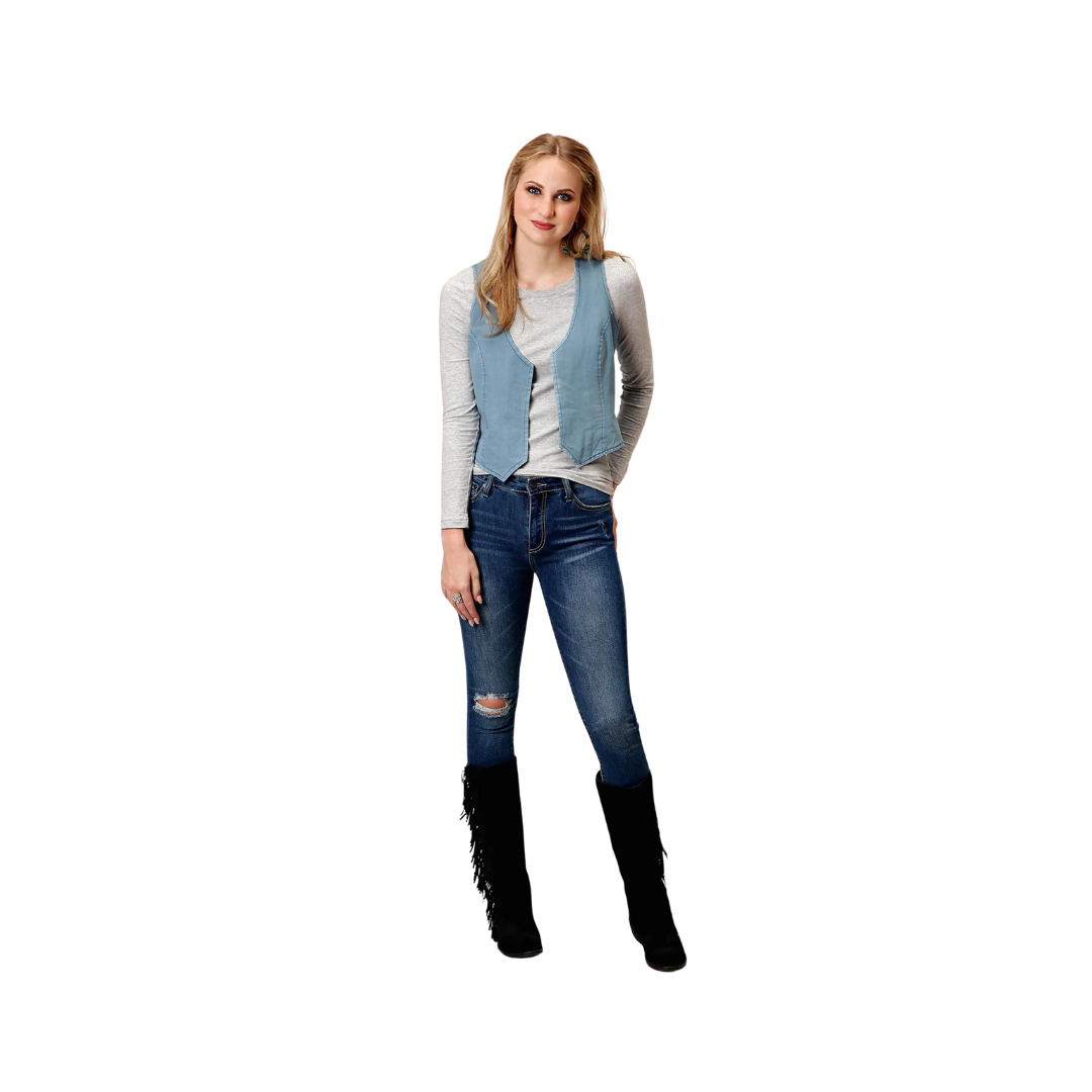 Karman & Roper Women's Light Blue Denim Vest | Western Style