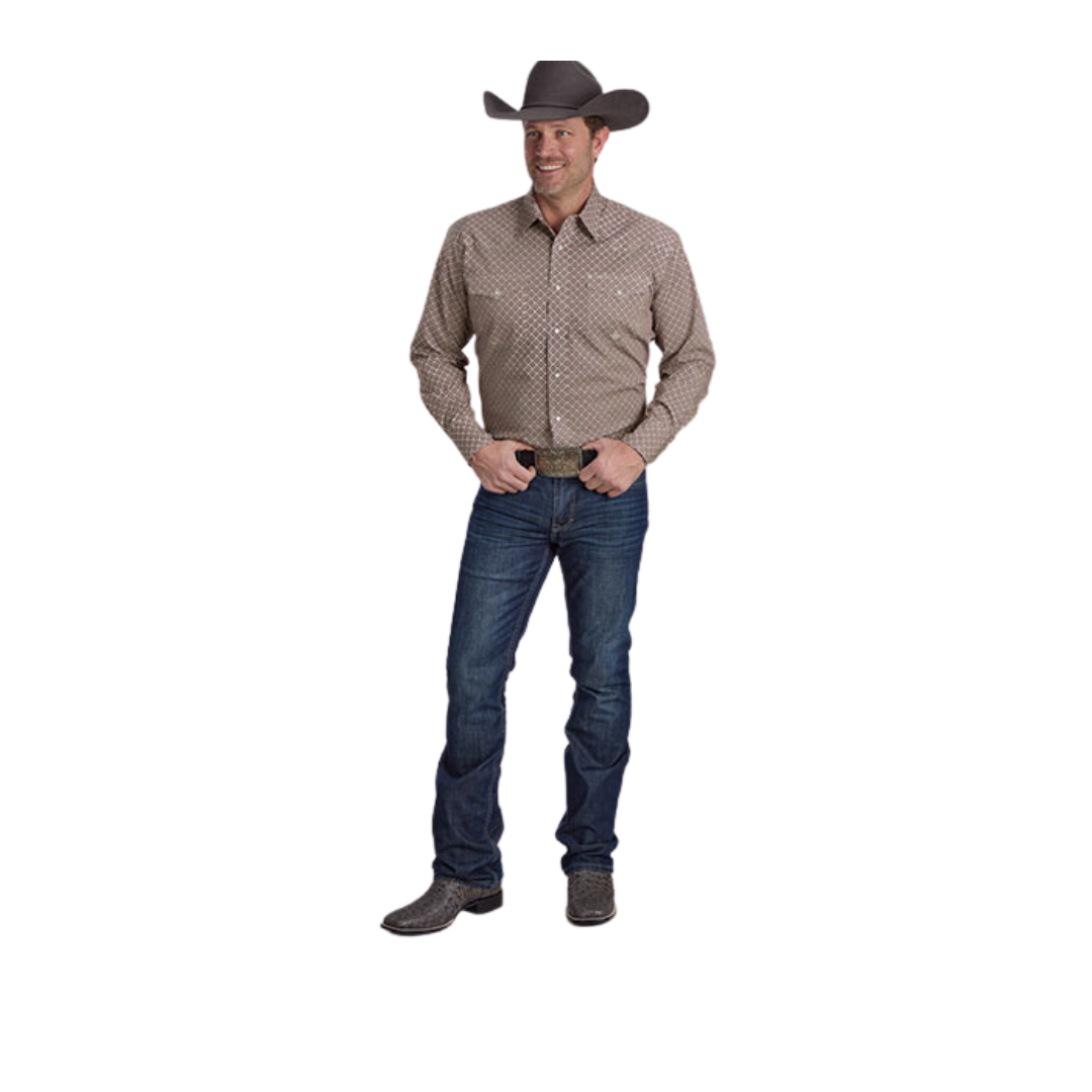 Stylish Roper Men's Wine Print Shirt with Snap Closure