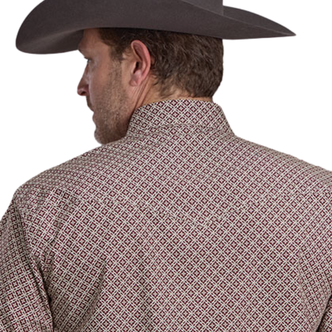 Stylish Roper Men's Wine Print Shirt with Snap Closure
