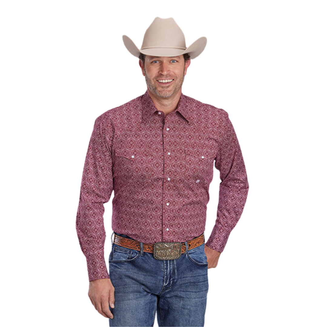 Roper Men's Stretch Medallion Red Shirt | Western Style | The Boot Jack