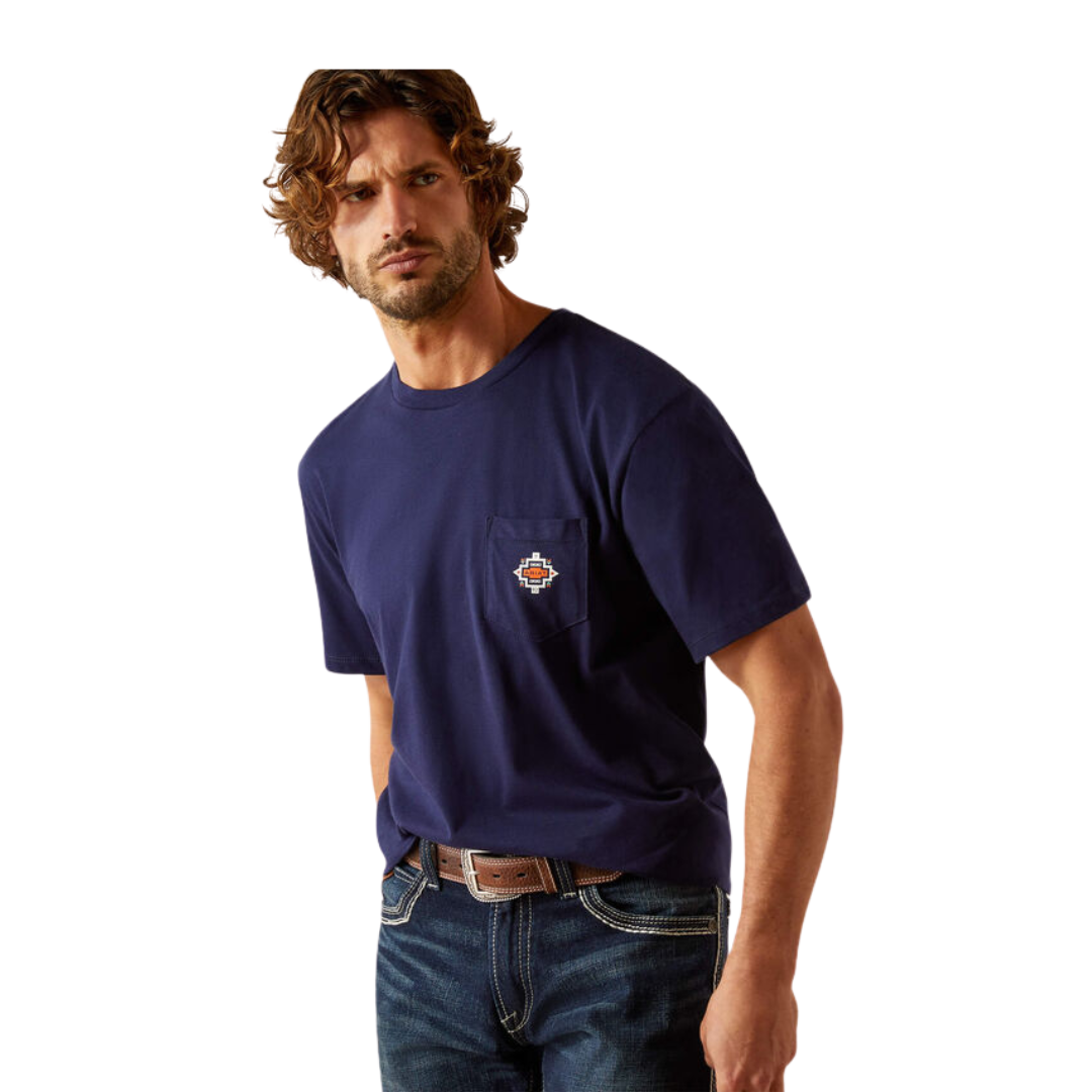 Ariat Men's Southwest Pocket Classic Blue Tee Shirt - Quality Style for ...
