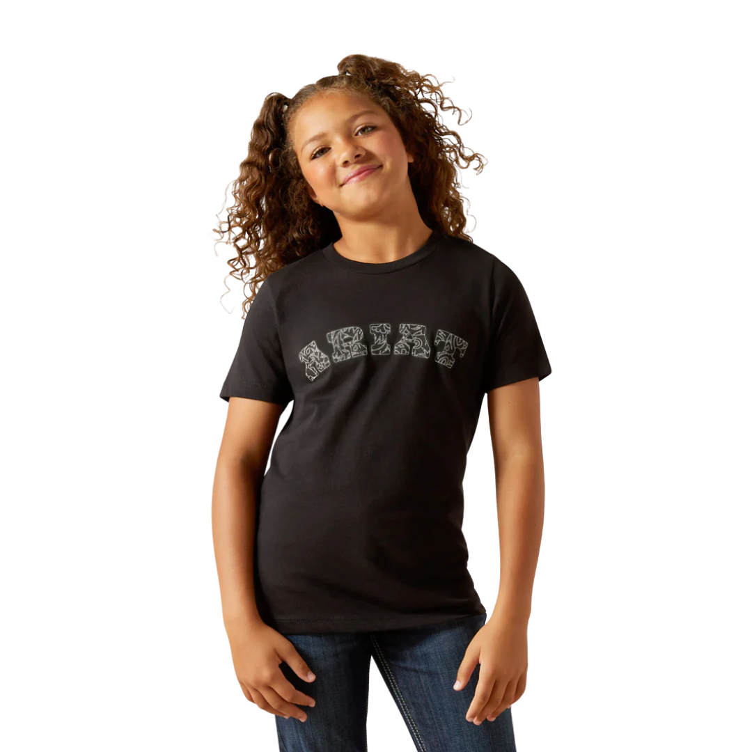 Shop Ariat Youth Girl's Boot Stitch Black Tee Shirt