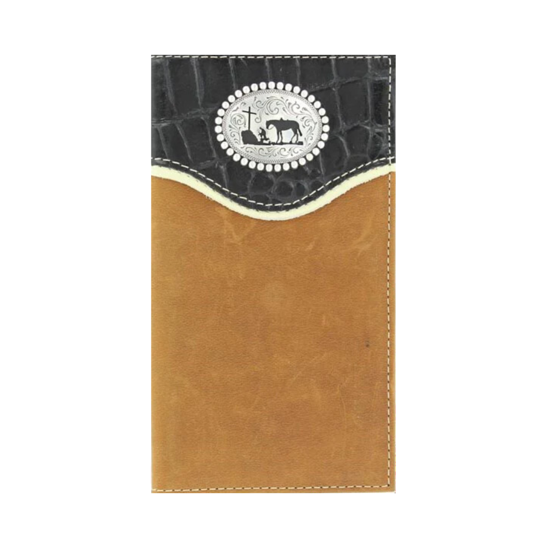 Nocona Men's Leather Praying Concho Light Brown Wallet with Praying ...