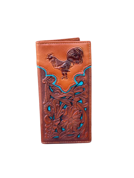 Western Style Men's Rooster Wallet with Turquoise Inlay – The Boot Jack
