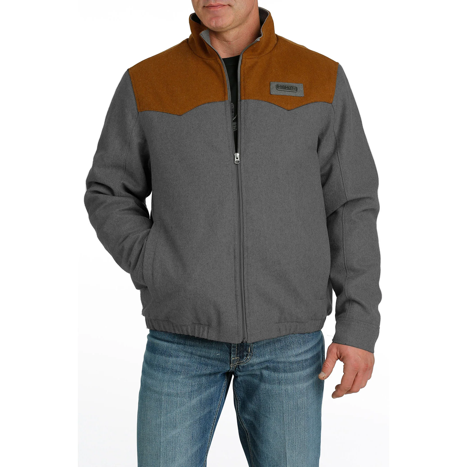 Cinch Men's Conceal Carry Wooly Jacket - Grey & Brown Western Style