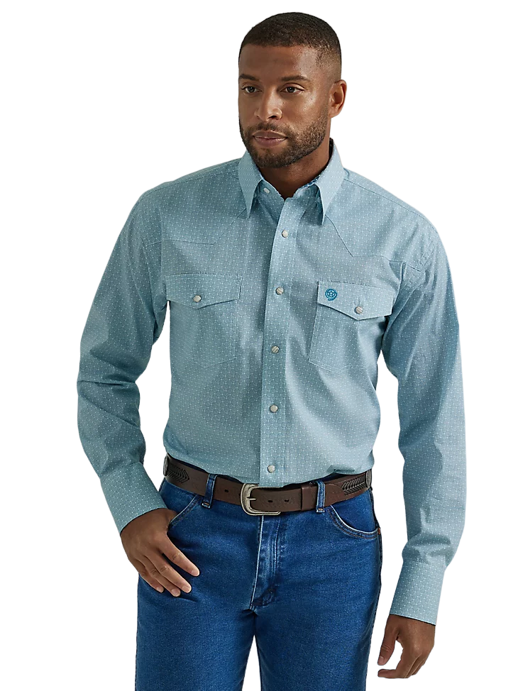 Authentic George Strait Shirt: Wrangler Men's Turquoise Chain