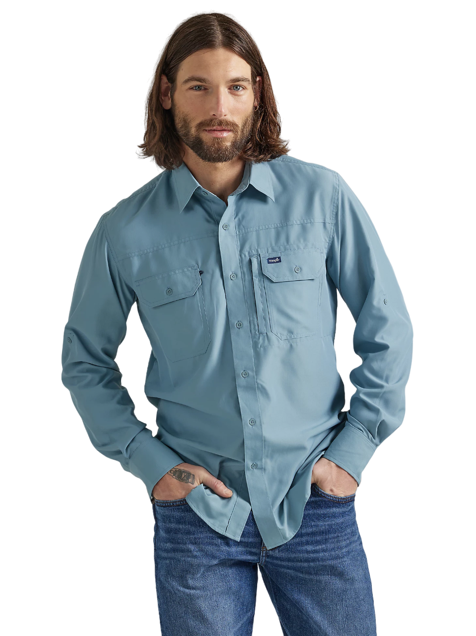 Wrangler Men's Performance Sky Blue Shirt - Comfortable, Stylish, and ...