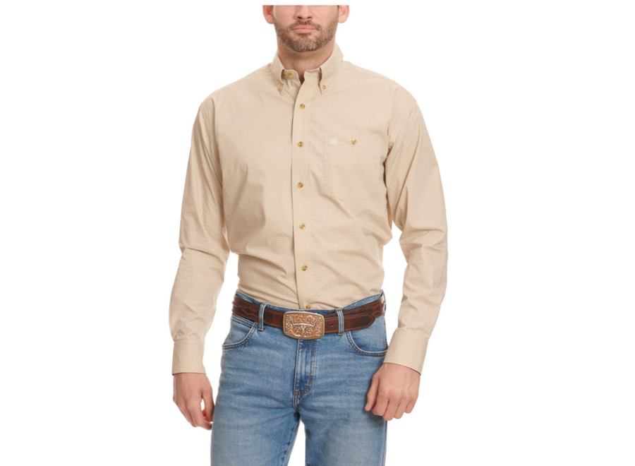 Wrangler Men's Coffee & Cream Geo Print Shirt - Quality Western Style ...