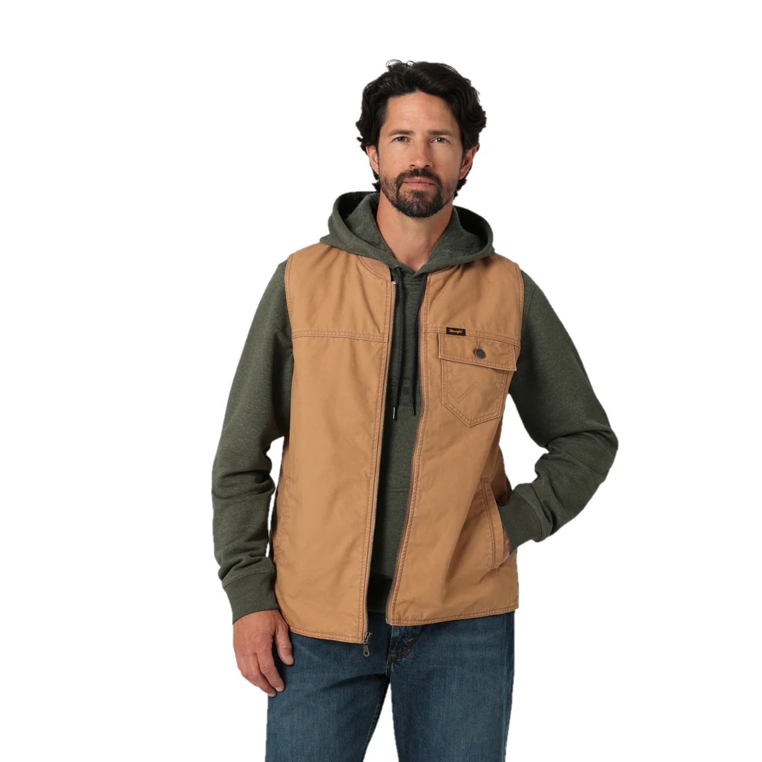 Wrangler Men's Brown Quilted Rancher Vest - Western Style Jacket
