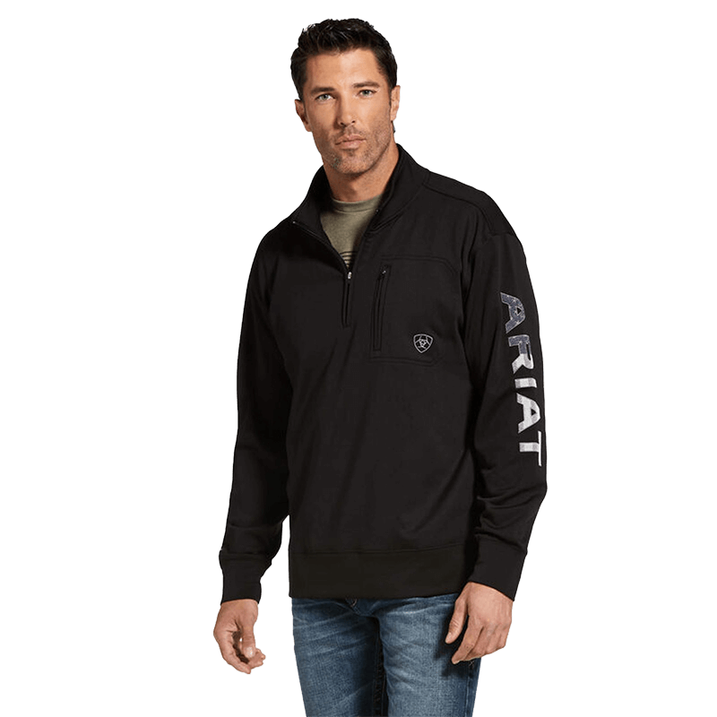 Shop Ariat Men s Team Logo 1 4 Zip Black Sweatshirt Today Shop Ariat Men s Team Logo 1 4 Zip Black Sweatshirt Today
