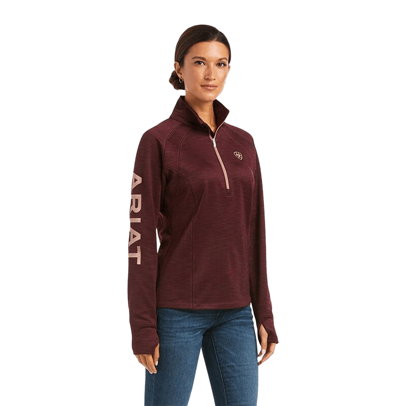 Stay stylish and cozy with Ariat Windsor Wine Half Zip Sweatshirt