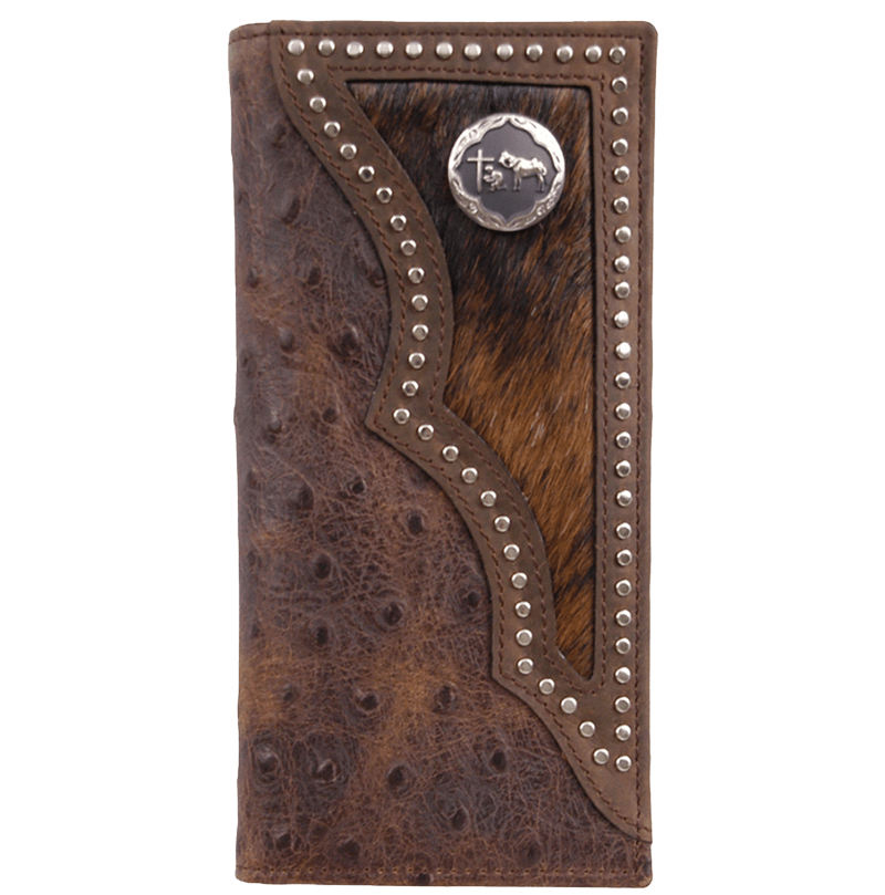 The Boot Jack: Stylish M&F Men's Ostrich Rodeo Hair On Brown Wallet